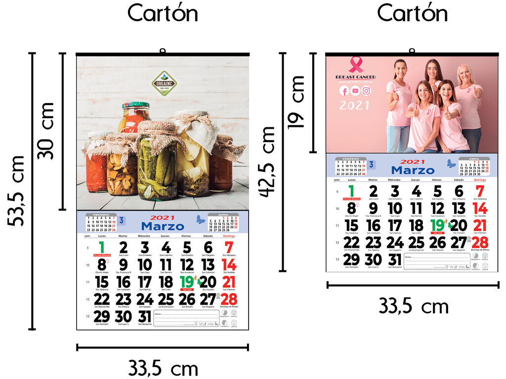 Calendario De Pared 2025 Mensual Carátula Cartón Ancho 33 5 Cm