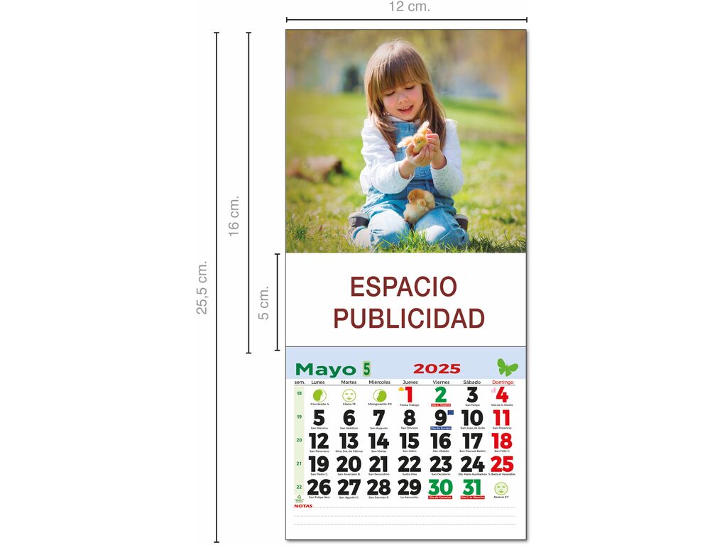 Mini calendario con imán 2026 prefabricado para nevera